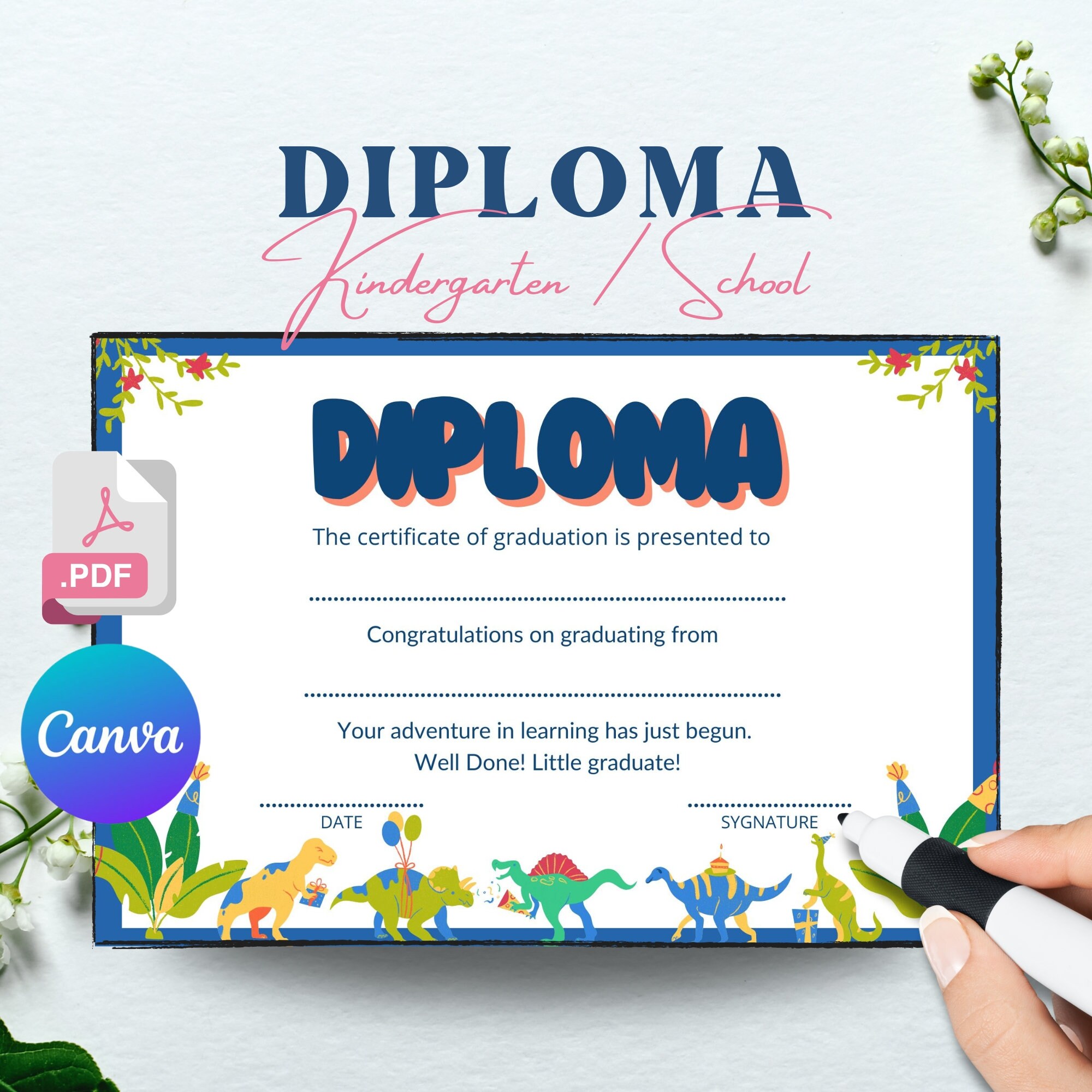 Editable Preschool Certificate, Kindergarten Diploma, Preschool ...