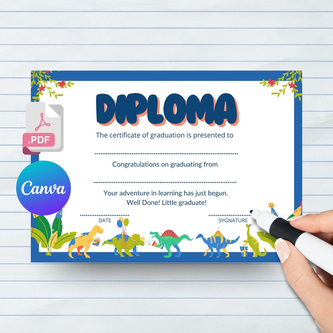 Editable Preschool Certificate, Kindergarten Diploma, Preschool ...