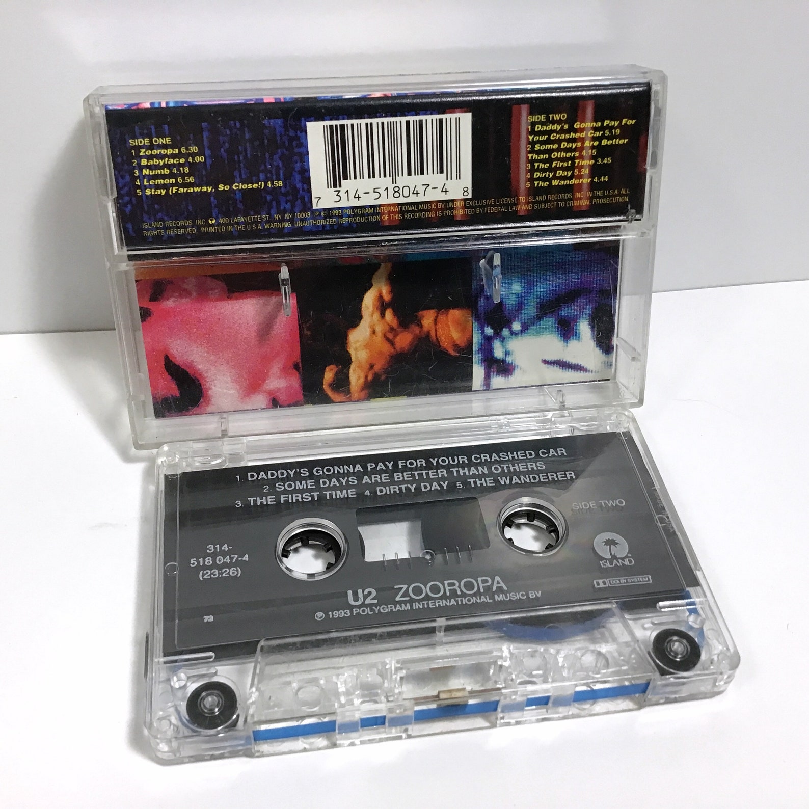 U2 - Zooropa - Vintage 1993 Cassette Tape Island Records - 90s Rock ...