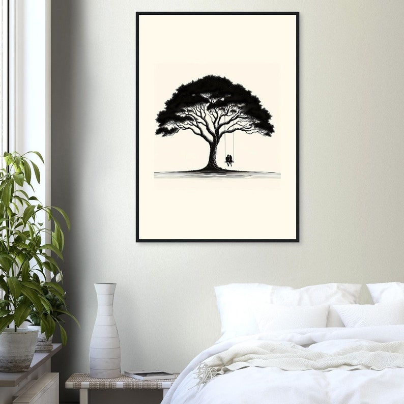 Shared Moments: Romantic Oak Tree Swing Line Art for Couples - Etsy