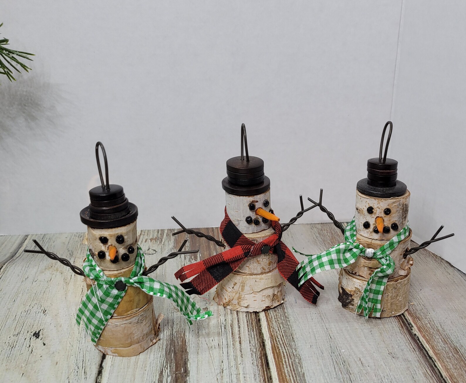 Handmade Christmas Ornaments, Wood Slice Snowmen, Snowman Tree ...