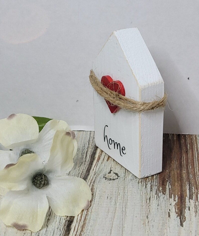 Wood Home Block With a Lavender Sprig, Wooden Home Block With a Wood ...