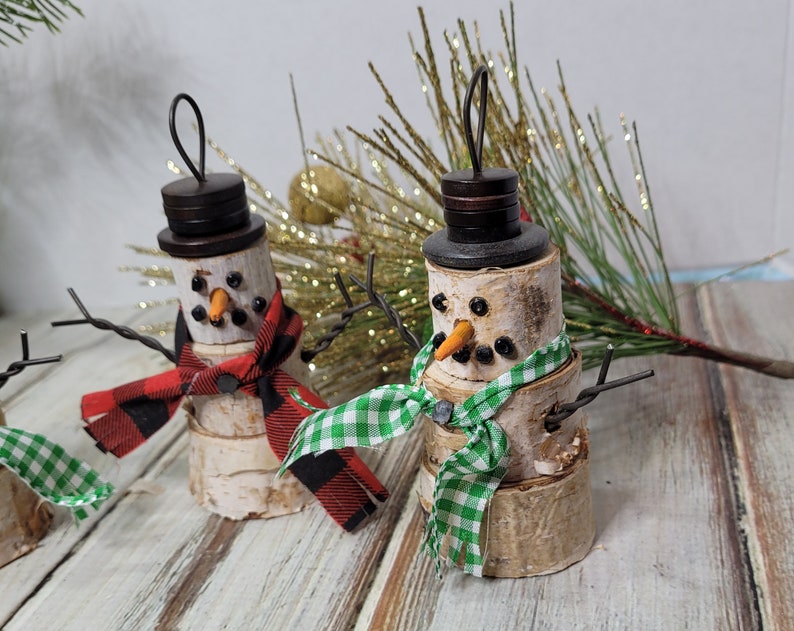 Handmade Christmas Ornaments Wood Slice Snowmen Snowman Tree - Etsy