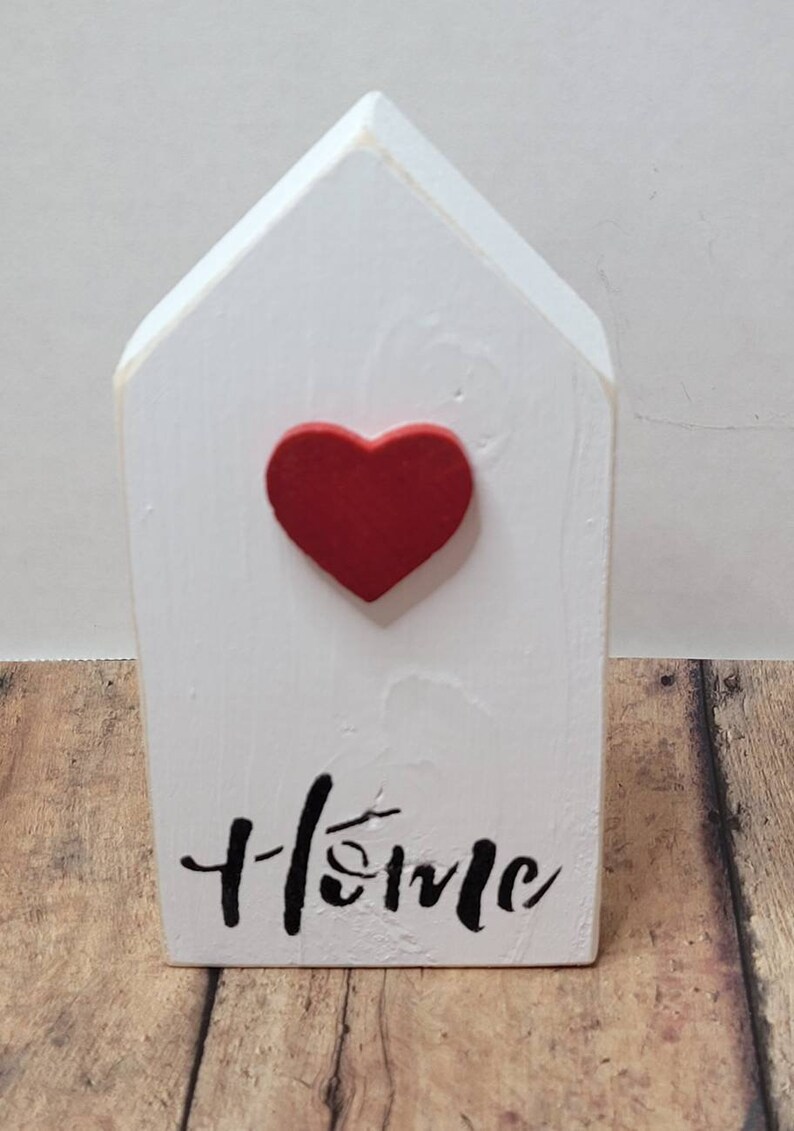 Decorative Home Block, Wood Home Block, Tiered Tray Decor, Rustic Tier ...