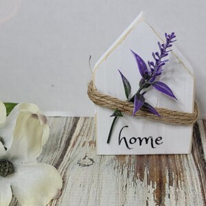 Wood Home Block With a Lavender Sprig, Wooden Home Block With a Wood ...
