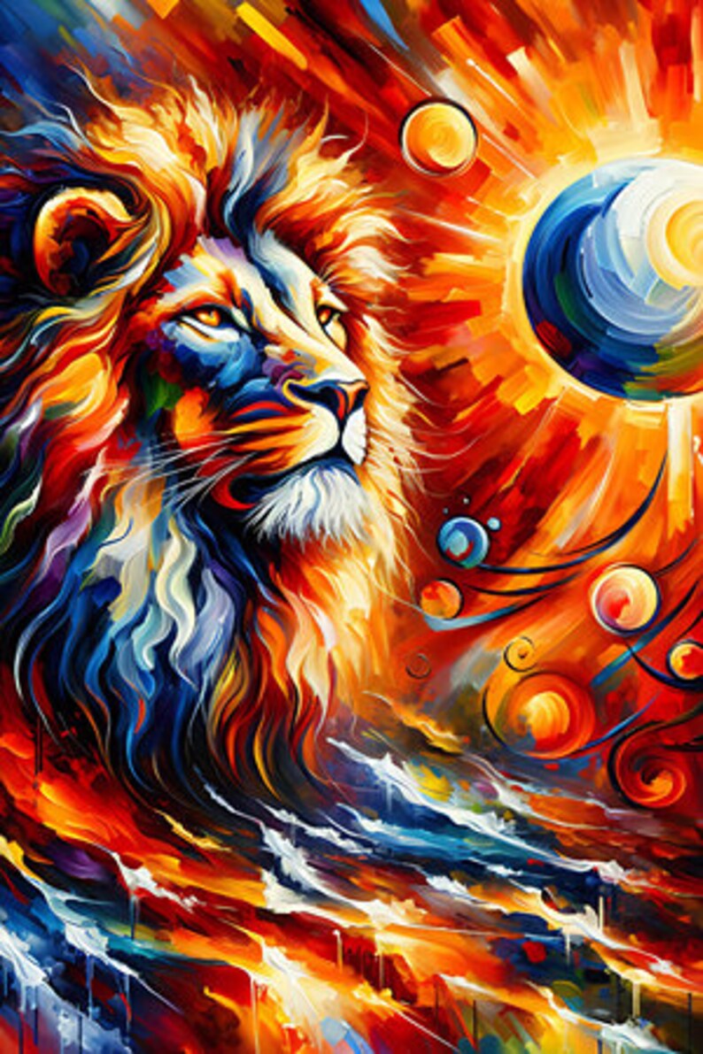 Radiant Sovereign: Lion at Sunrise Poster, Wildlife Art, Animal Decor ...