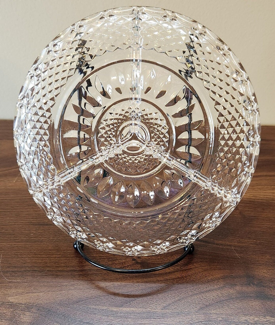 Vintage Crystal Relish Dish 8 Divided Party Platter Appetizer Snack ...