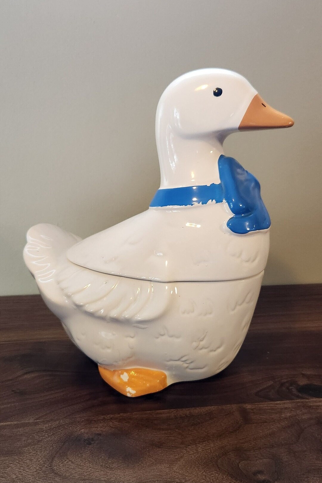 Vintage Mother Goose Ceramic Cookie Blue Bow and Orange Feet - Etsy