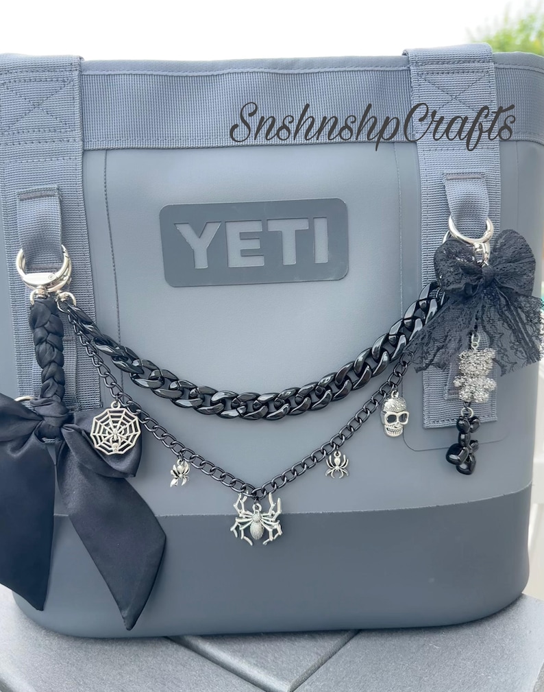 Spider Charm Chain Bag Accessory 13” Acrylic Purse Tote Bag Yeti Camino ...