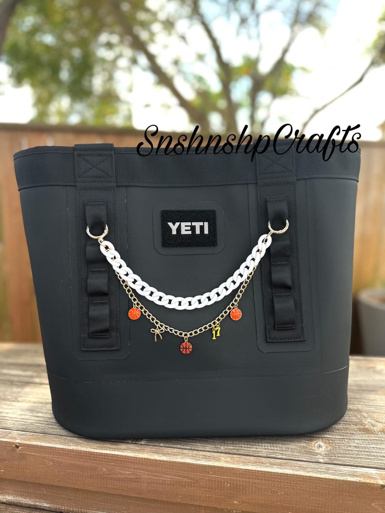 Sports Double Chain Bag Accessory 10” 12” 14” 16” Acrylic Purse Tote Bag Yeti Camino Bogg Bag ...