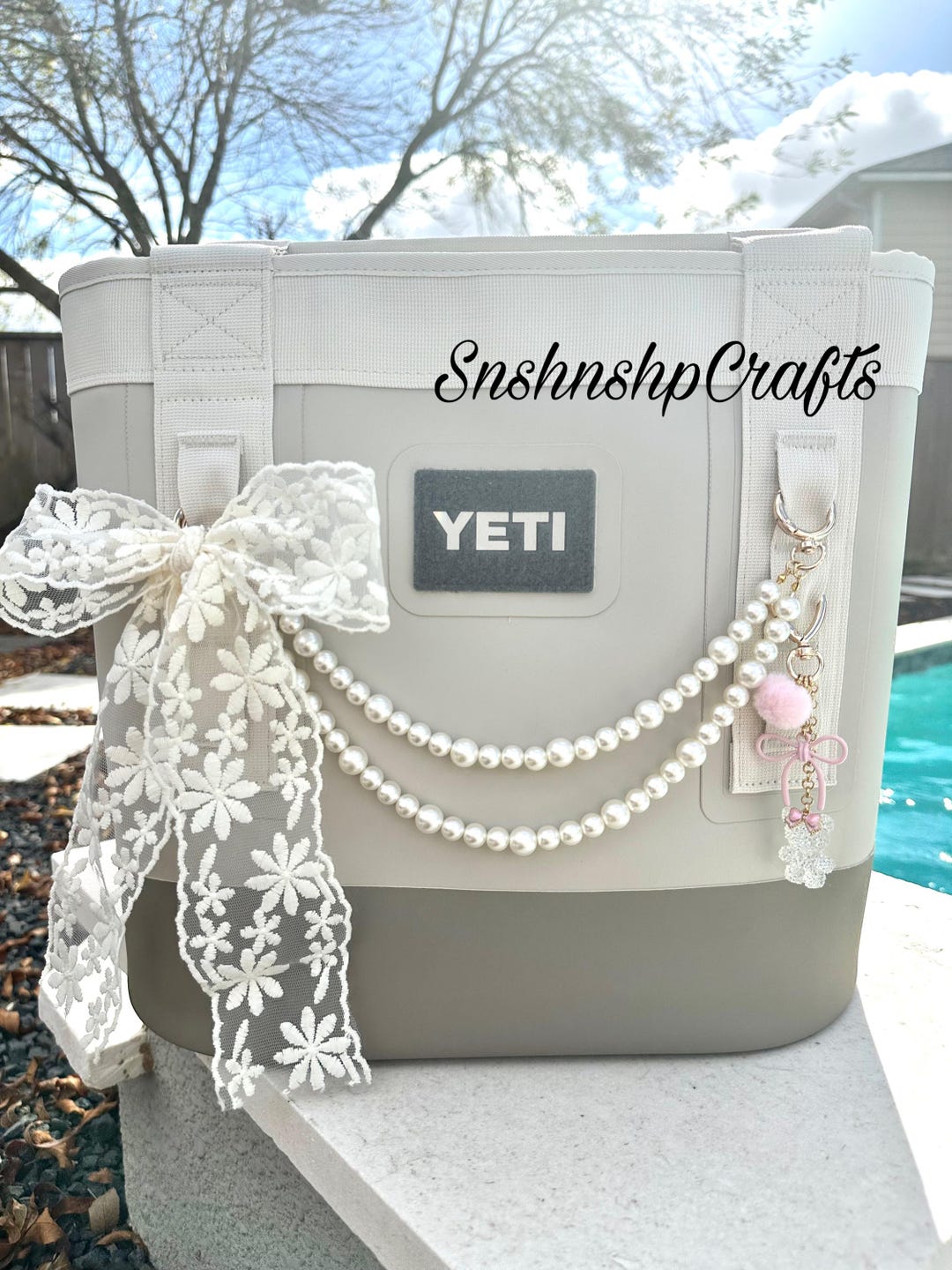Pearl Double Chain Bag Accessory 10” 12” 14” 16” Purse Tote Bag Yeti ...