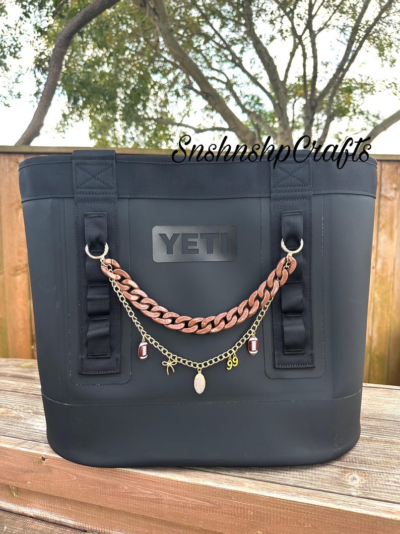 Sports Double Chain Bag Accessory 10” 12” 14” 16” Acrylic Purse Tote Bag Yeti Camino Bogg Bag ...