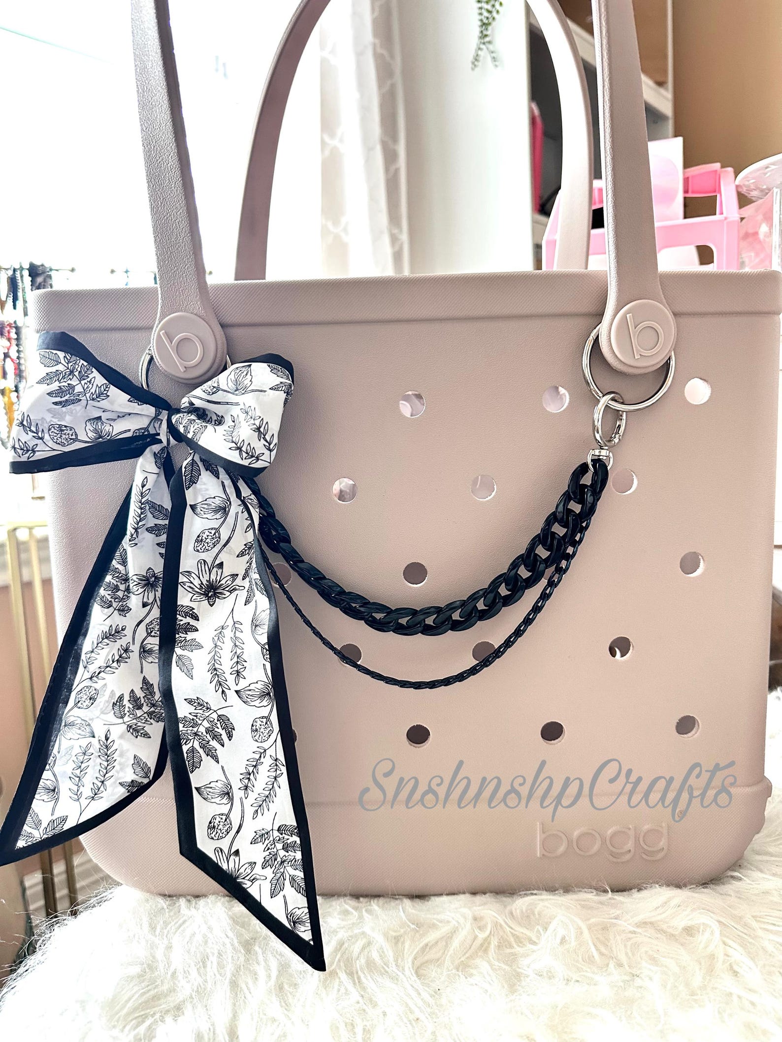 Black Double Chain Bag Accessory 10” 12” 14” 16” Acrylic Purse Tote Bag ...