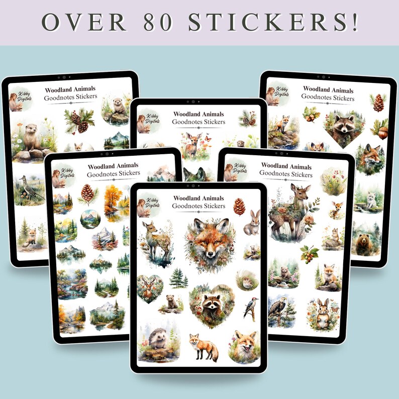 WOODLAND ANIMALS Goodnotes Precropped Stickers, PNG Nature Stickers ...