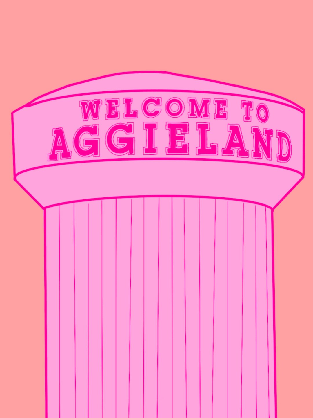 Pink Welcome to Aggieland Water Tower College Station Digital Print - Etsy