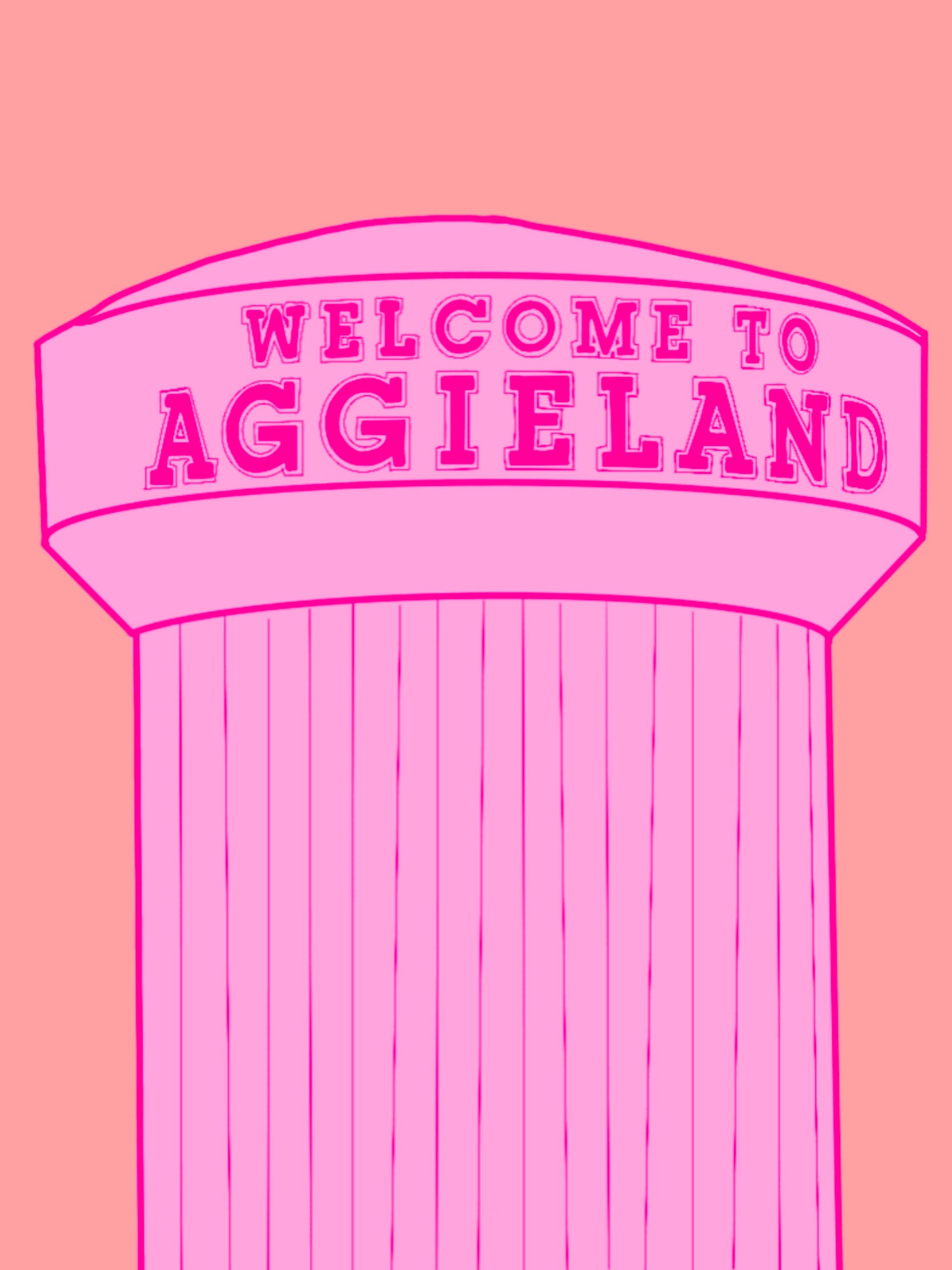 Pink Welcome to Aggieland Water Tower College Station Digital Print - Etsy