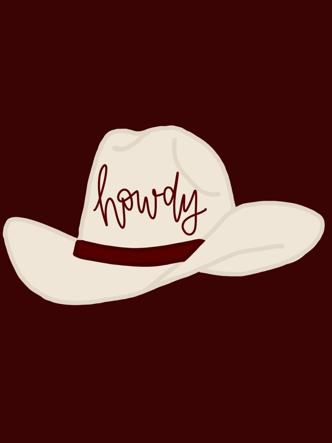 Howdy Cowboy Hat Maroon Digital Print - Etsy
