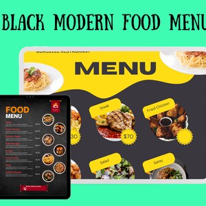 Black Modern Food Menu - Etsy