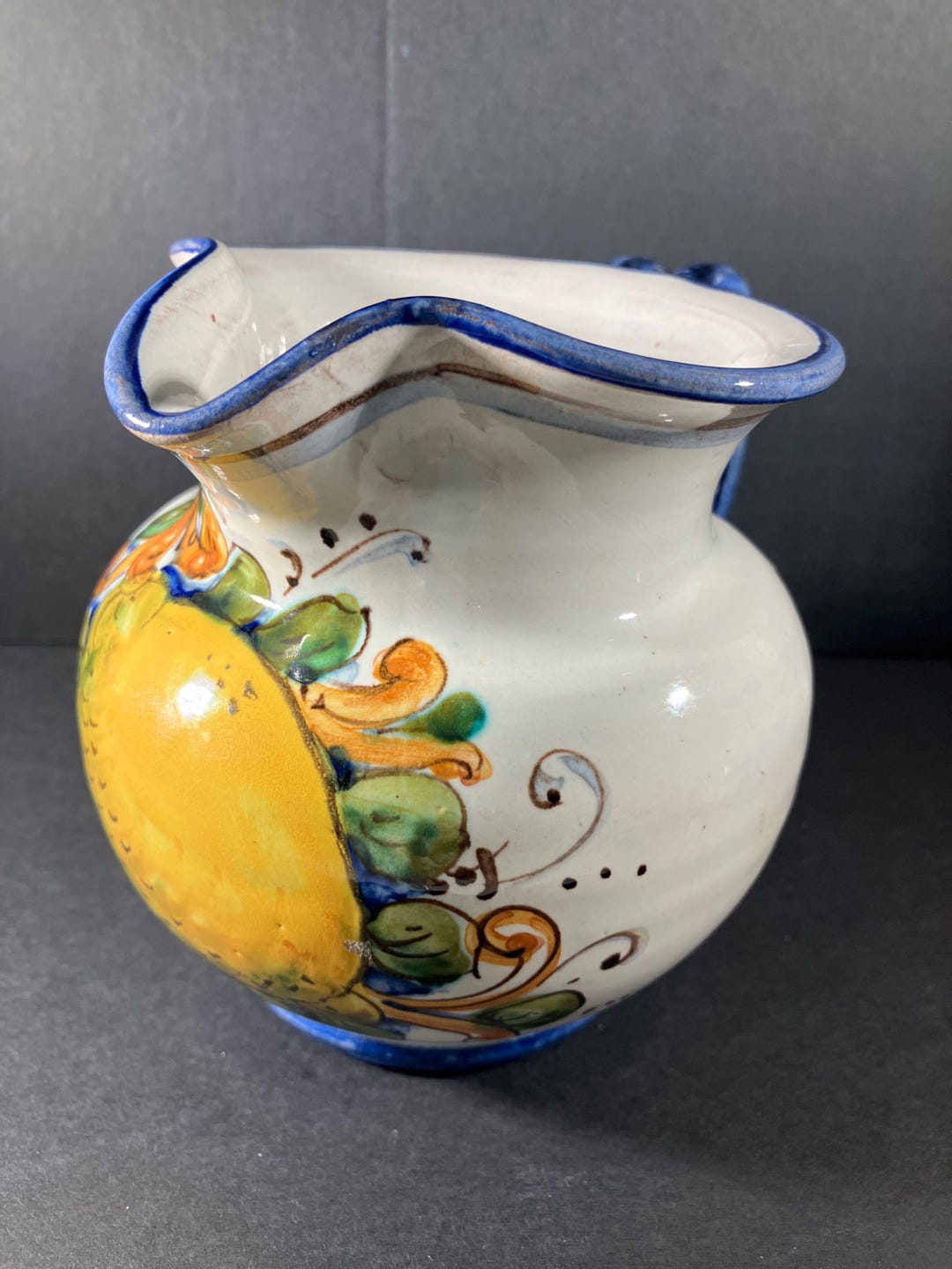 Italian Lemons and Vines Redware Pitcher - Etsy
