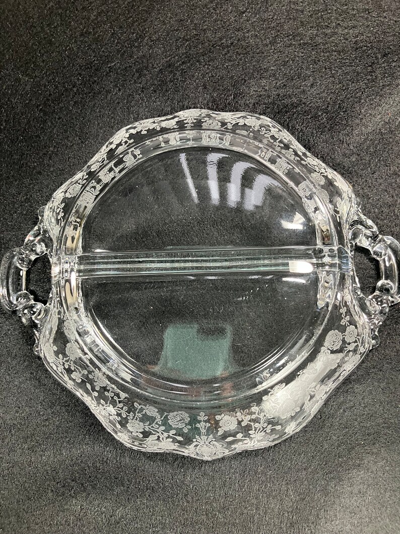 Cambridge Rose Point Divided Etched Dish - Etsy