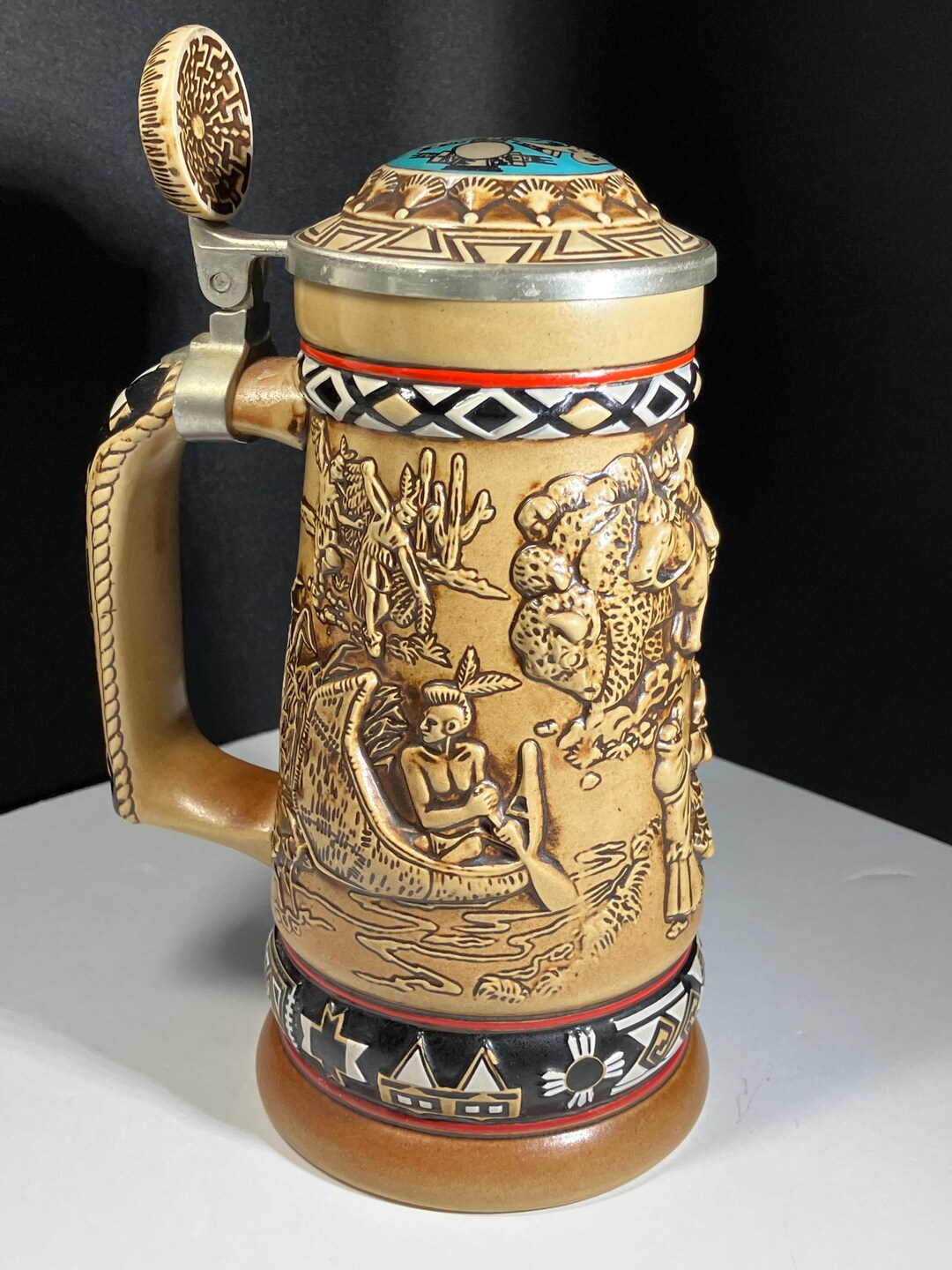 Indian Beer Stein-american Frontier Indian “1988” for Avon in Brazil ...