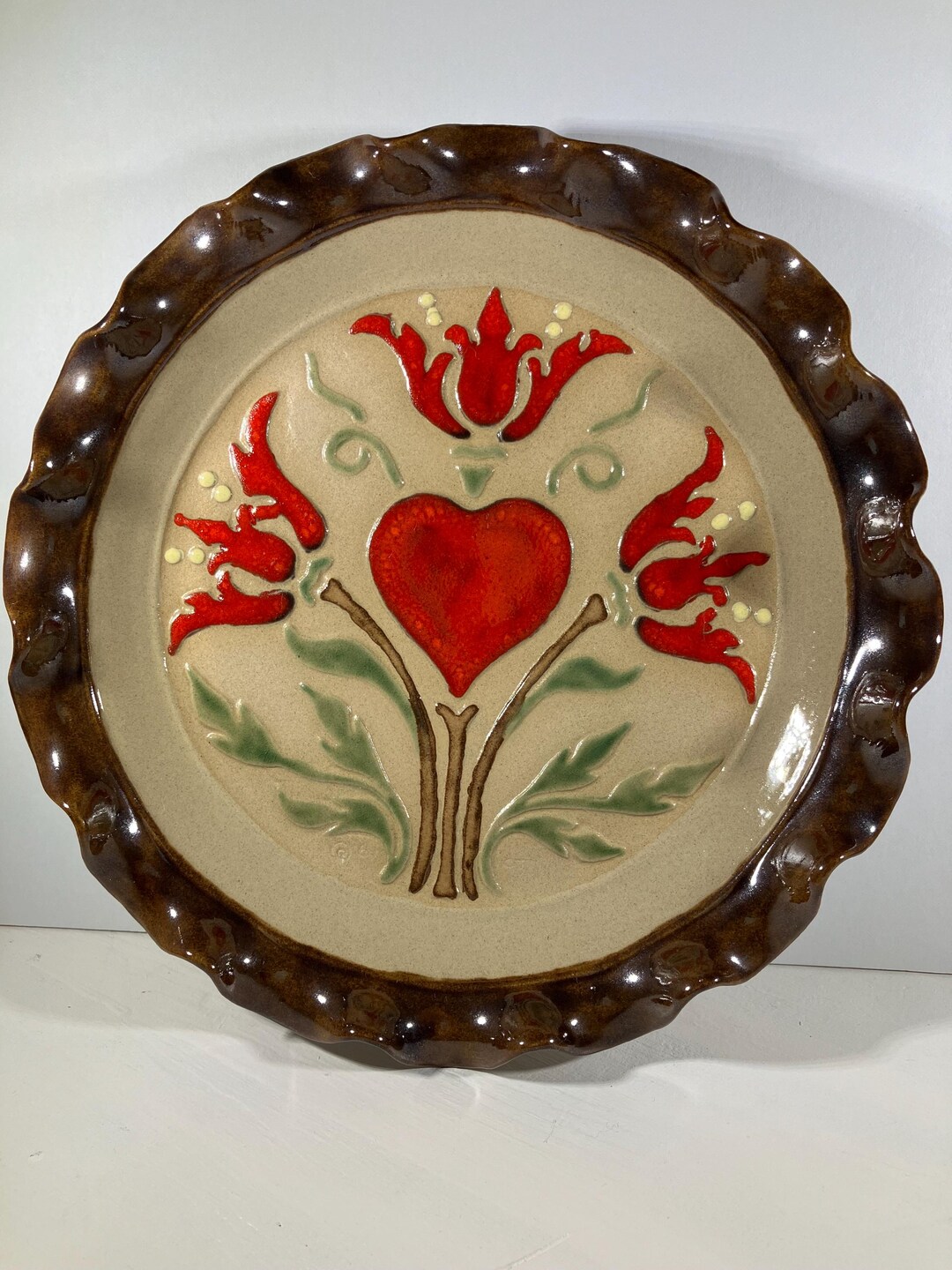 CREEK TURN POTTERY Rare Crimped Edge Hand Painted Dish - Etsy