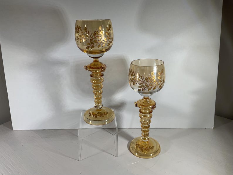 Pair of 1890’s Vintage Fritz Heckert Roemer Hock Wine Goblets - Etsy