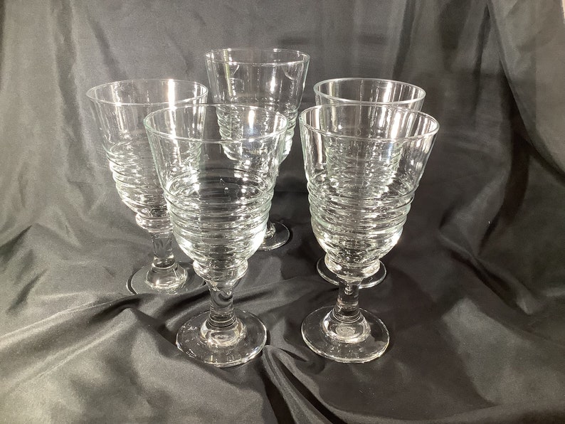 Vintage Set of 5 Libbey Ring Pedestal Goblets - Etsy