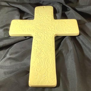 Ceramic Embossed Yellow Glazed Cross - Etsy