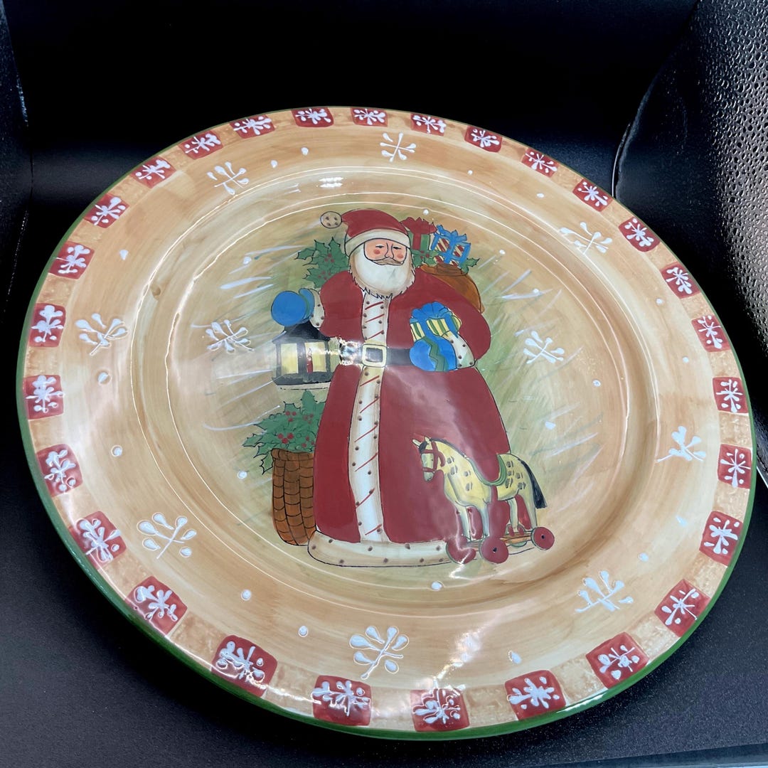 Vintage Susan Winget Country Santa Platter - Etsy