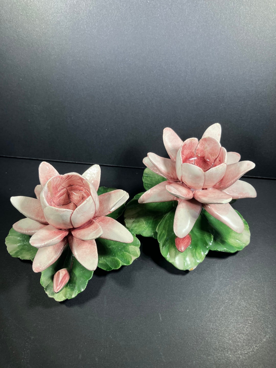 Capodimonte Water Lilly Candlesticks - Etsy