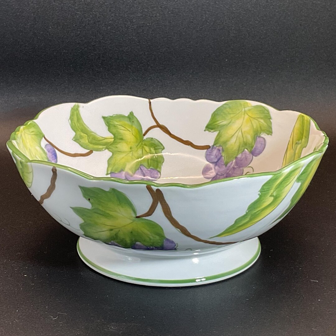 Andrea by Sadek Handpainted Grape Design Serving Bowl - Etsy