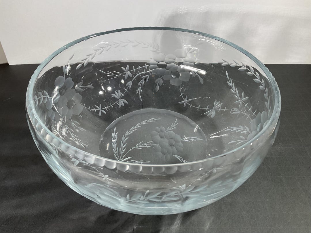Heisey Glass Etched Daisy Wheat Bowl-vintage Rare - Etsy