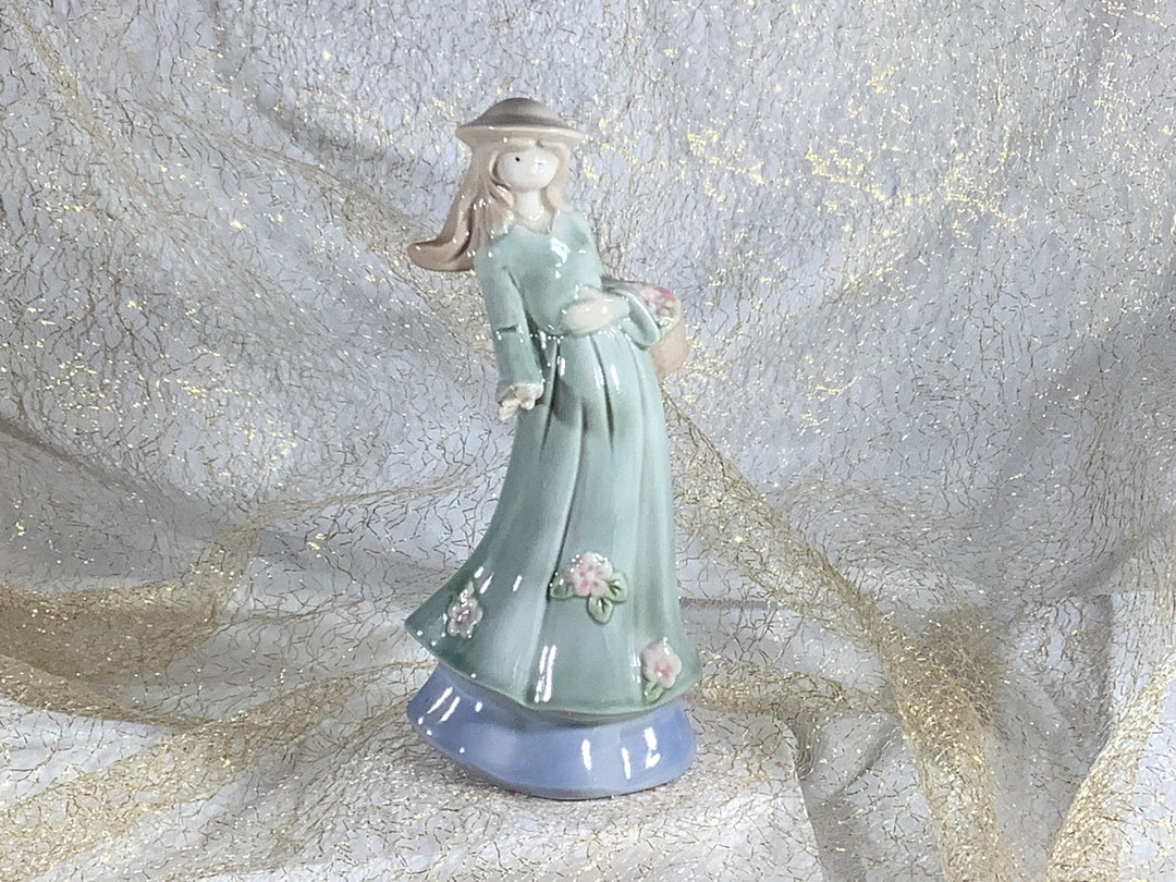 Pretty Porcelain Lady With Basket of Flowers - Etsy