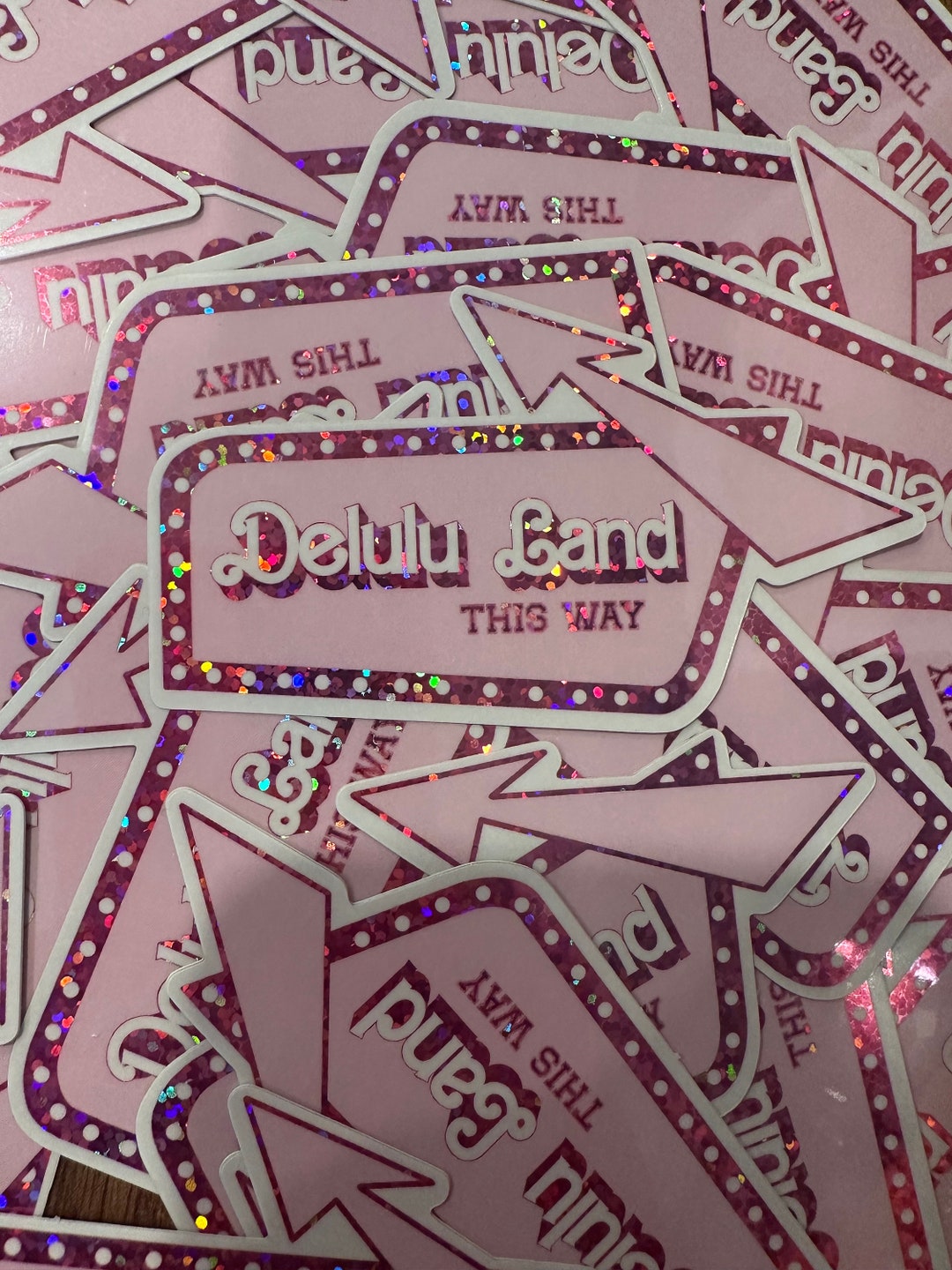 Delulu Land Pink Glitter Vinyl Sticker - Etsy