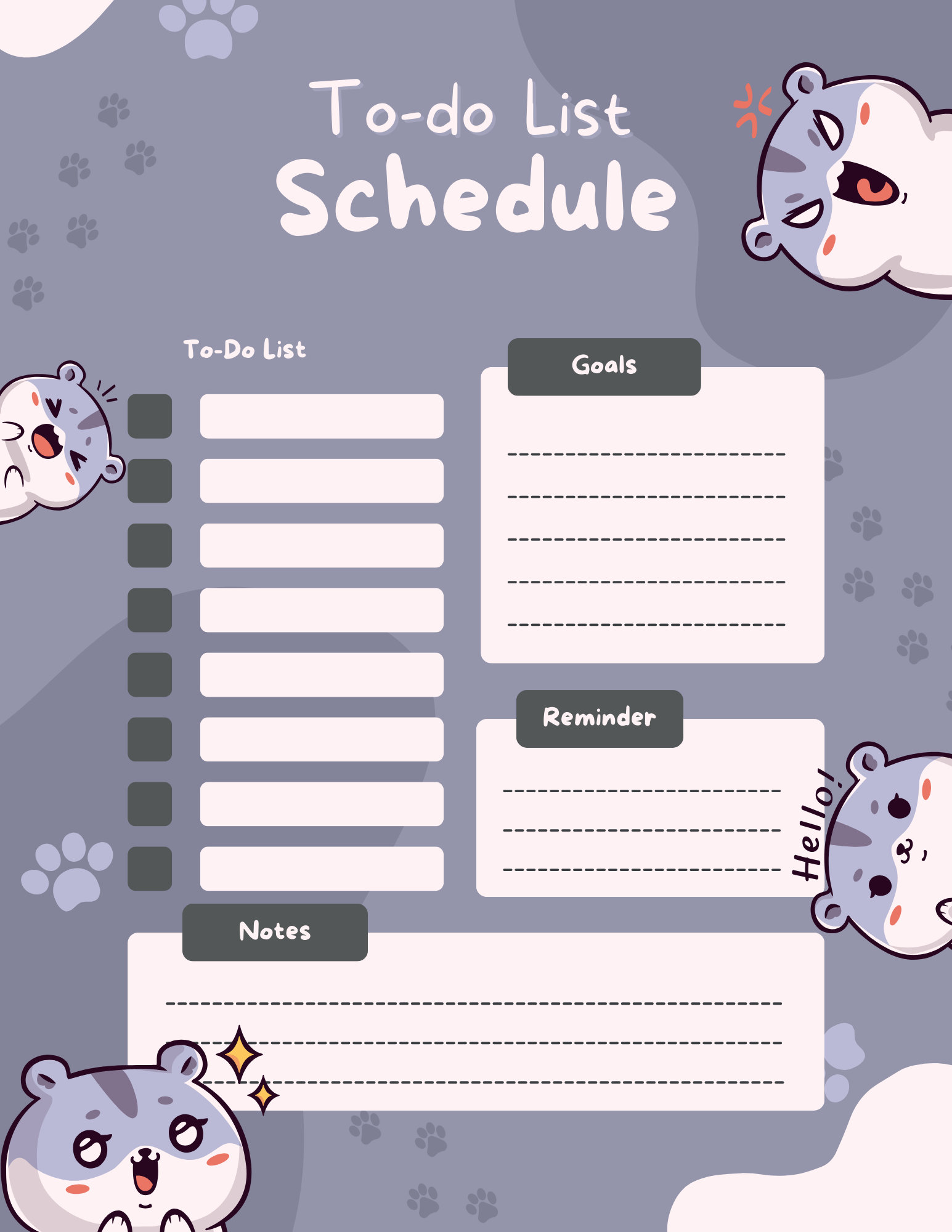Cute Printable to Do List | A4 Checklist, Organizer List, Cat ...