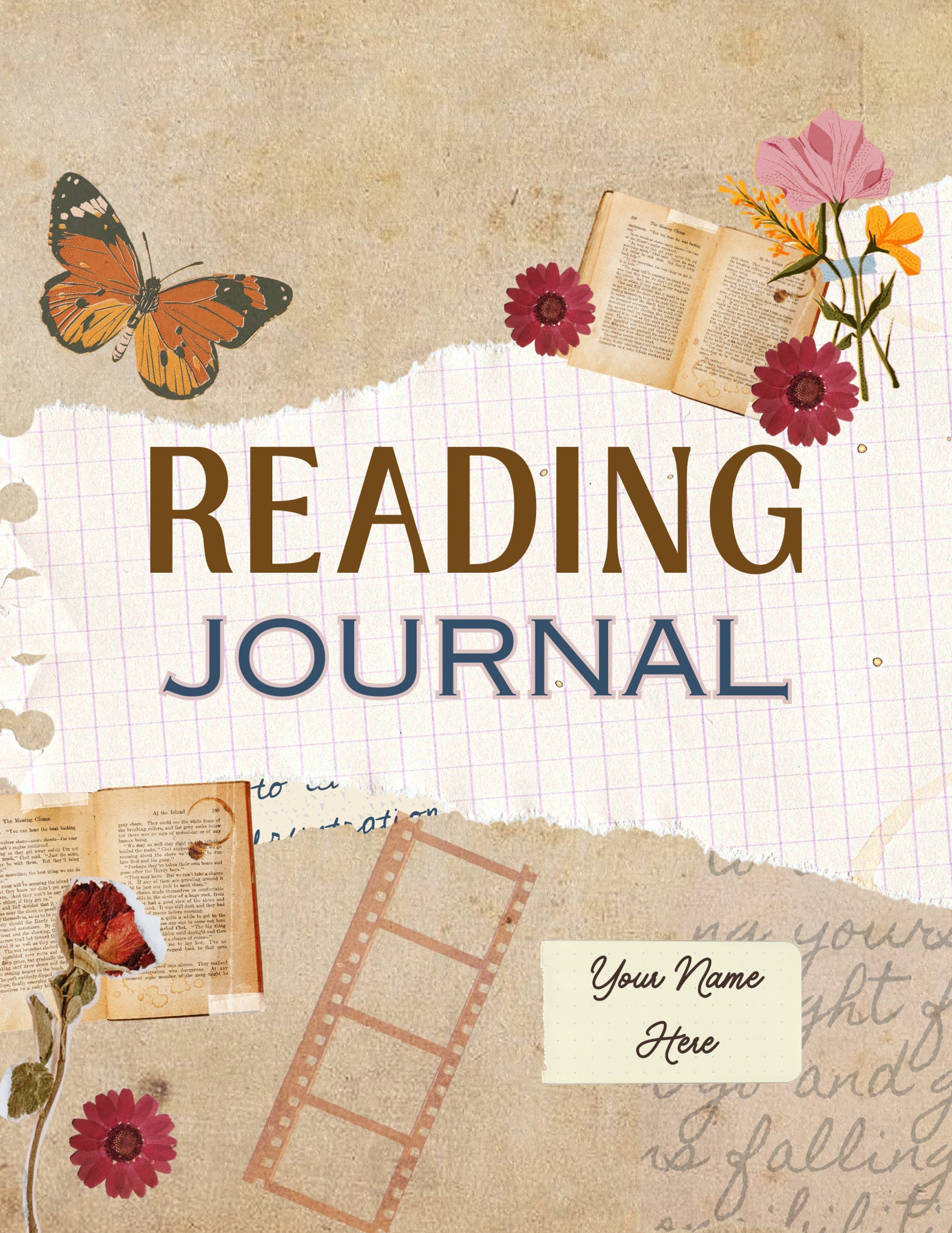 Vintage Reading Journal Template, Book Tracker (PDF) - Etsy