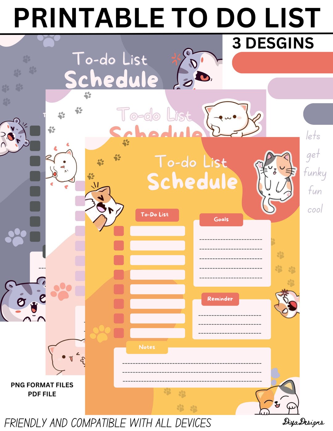 Cute Printable to Do List | A4 Checklist, Organizer List, Cat ...