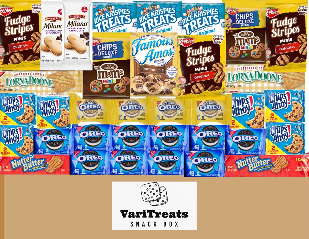 Cookie Lover Snack Box Care Package 35 Count by Varitreats - Giftable ...