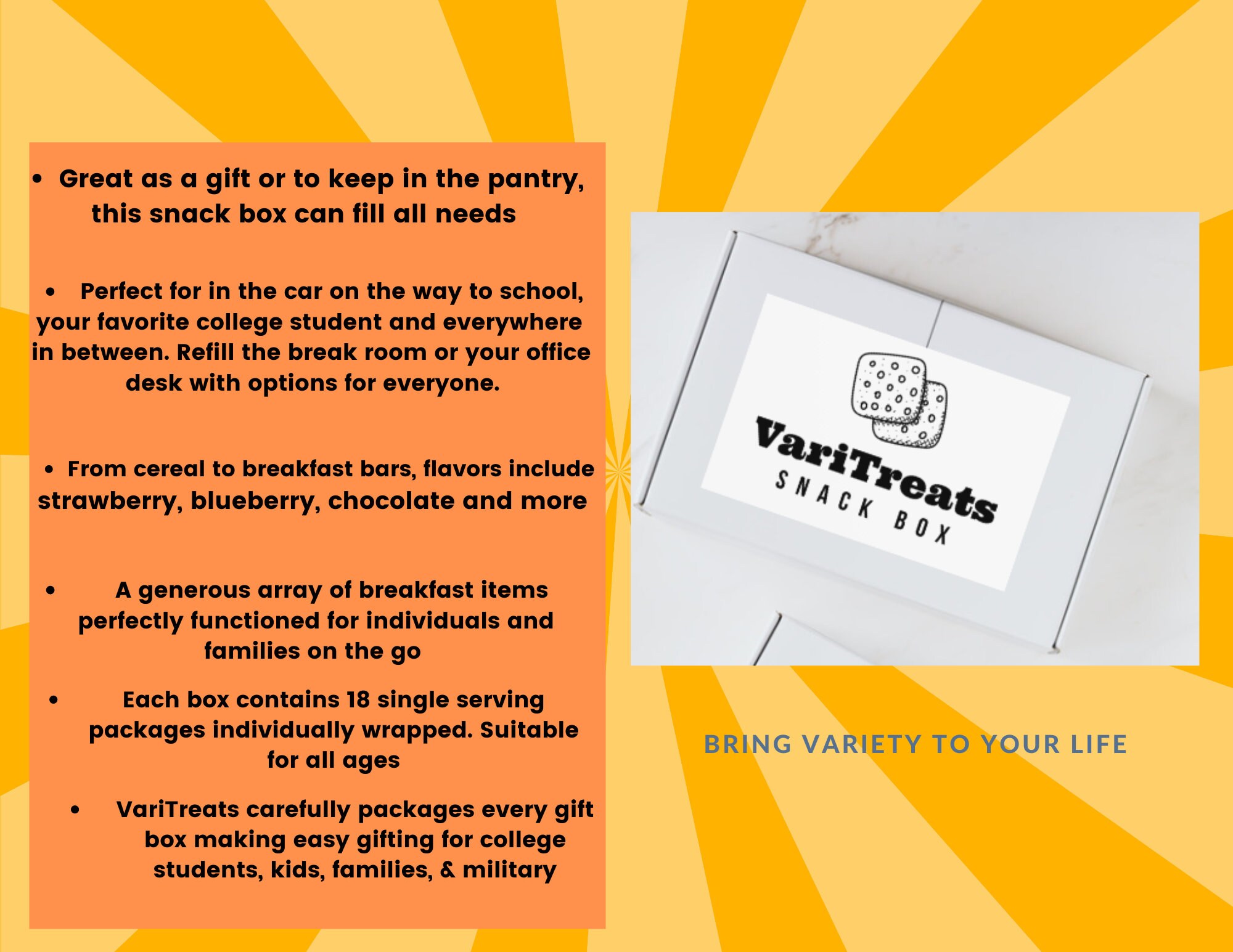 Ultimate Breakfast Lovers Snack Box by Varitreats- 18 Full Sized Treats ...