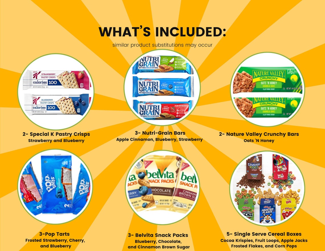 Ultimate Breakfast Lovers Snack Box by Varitreats- 18 Full Sized Treats ...