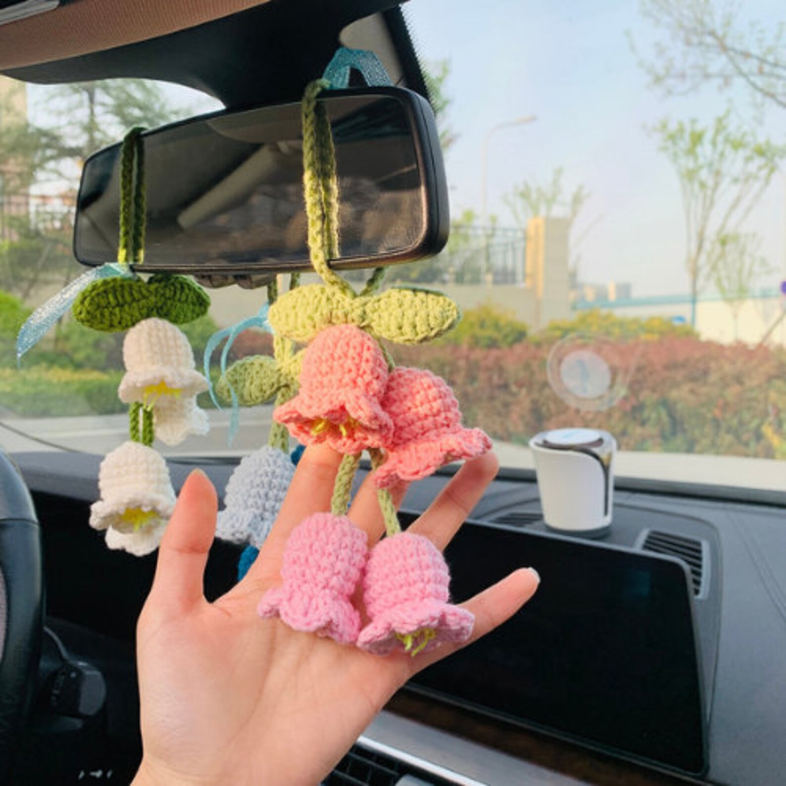 Adorable Lily Crochet Car Hanger, Charming Car Accessories for Women ...