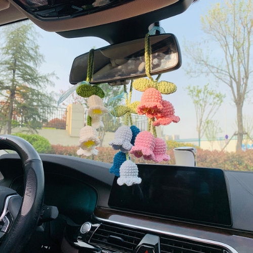 Adorable Lily Crochet Car Hanger, Charming Car Accessories for Women ...