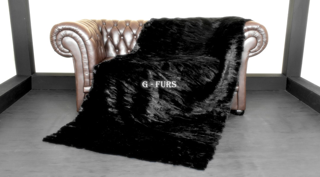 Luxury Real Black Mink Fur Throw Blanket - Etsy