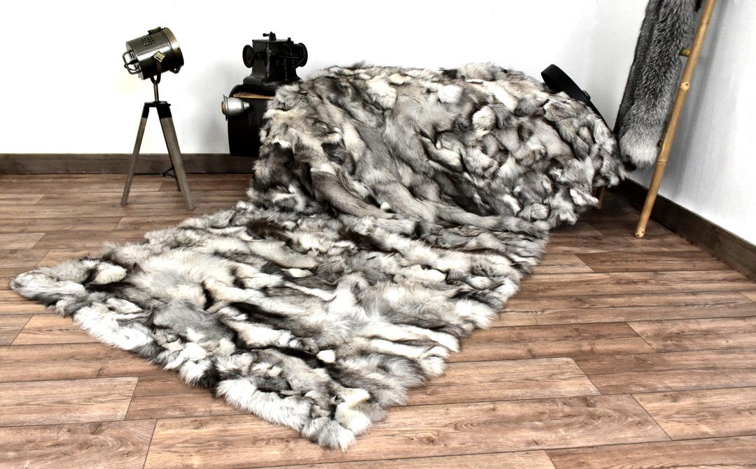 Luxury Real Blue Shadow Fox Fur Throw Blanket - Etsy