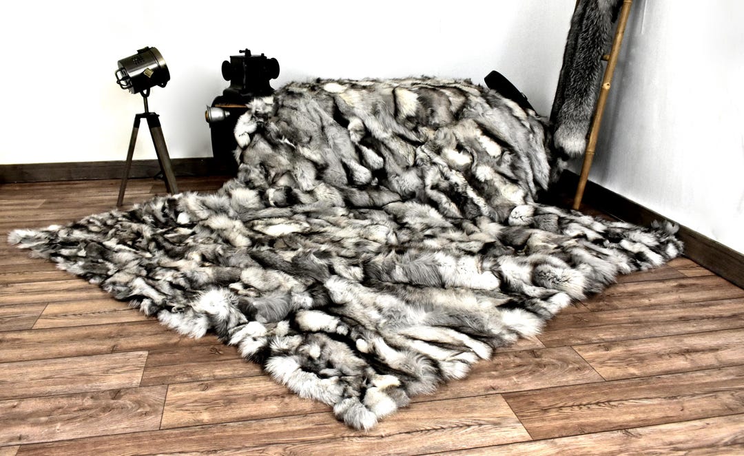 Luxury Real Blue Shadow Fox Fur Throw Blanket - Etsy