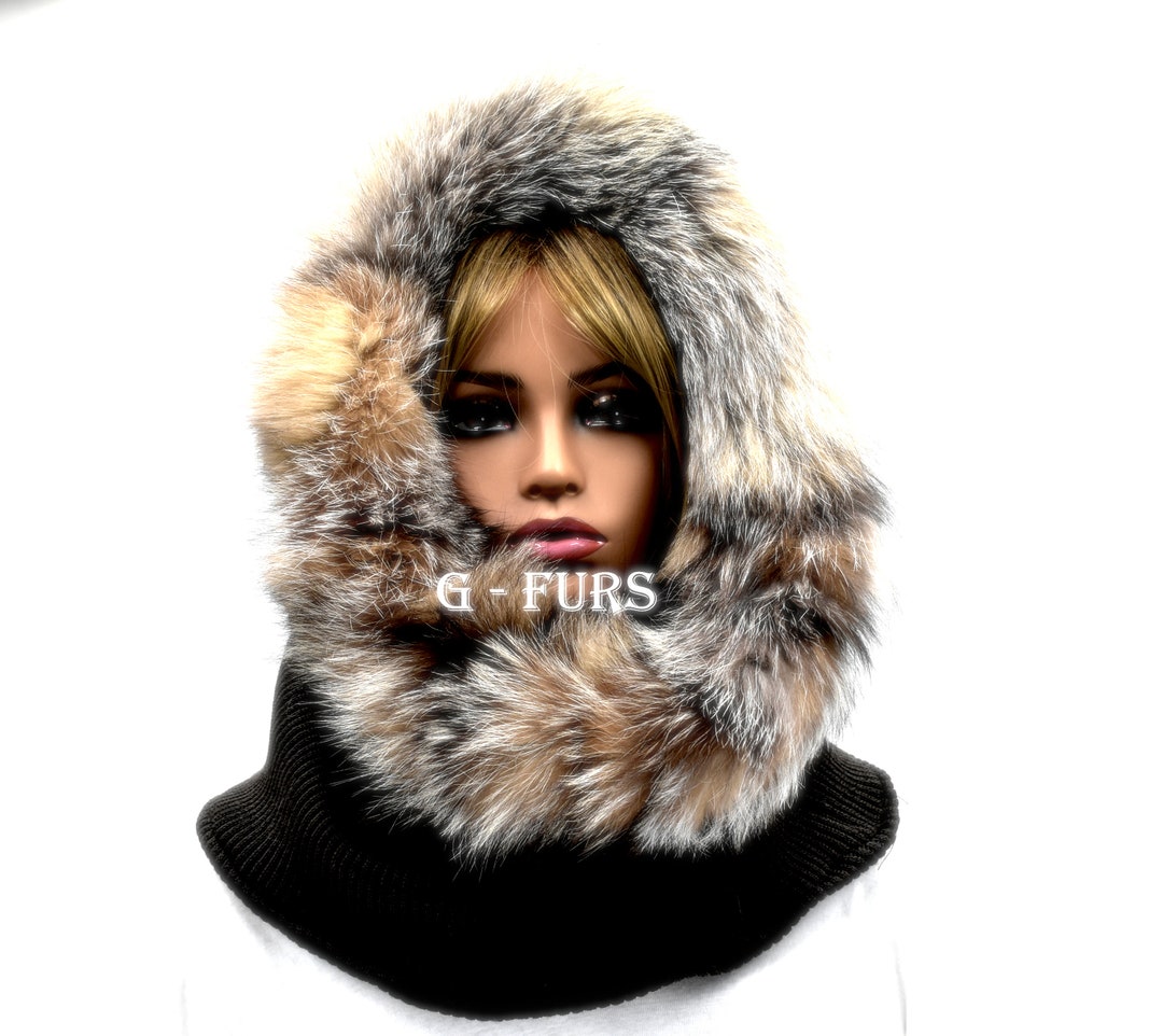 Luxury Real Fox Fur Fur Neck Loop Collar in Crystal Super Warm and ...