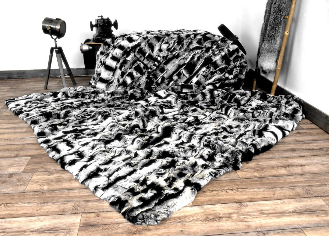 Luxury Real Chinchilla Rex Rabbit Fur Throw Blanket - Etsy