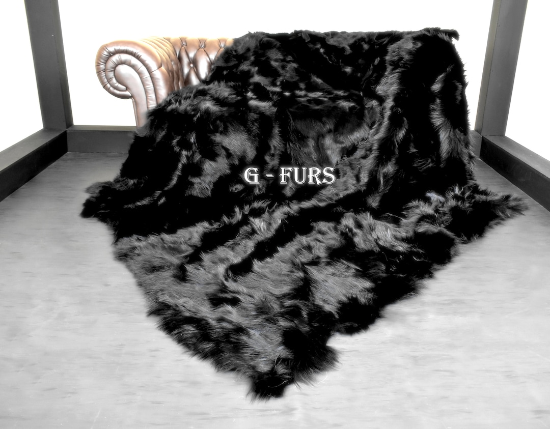 Luxury Real Black Fox Fur Throw Blanket - Etsy