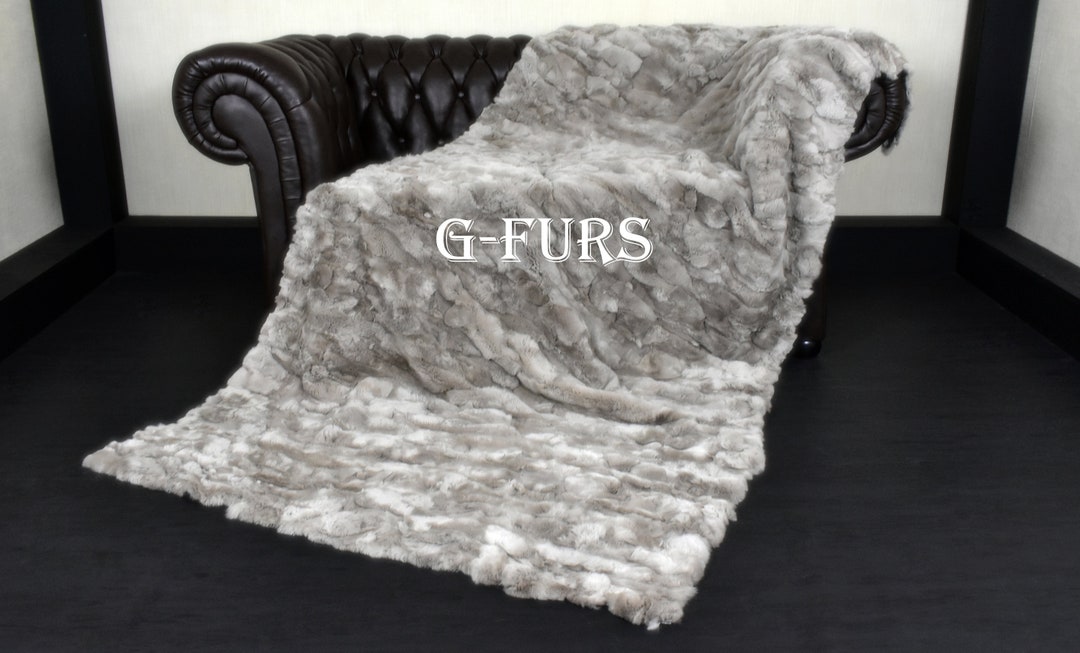 Luxury Real Bone Rex Rabbit Fur Throw Blanket - Etsy